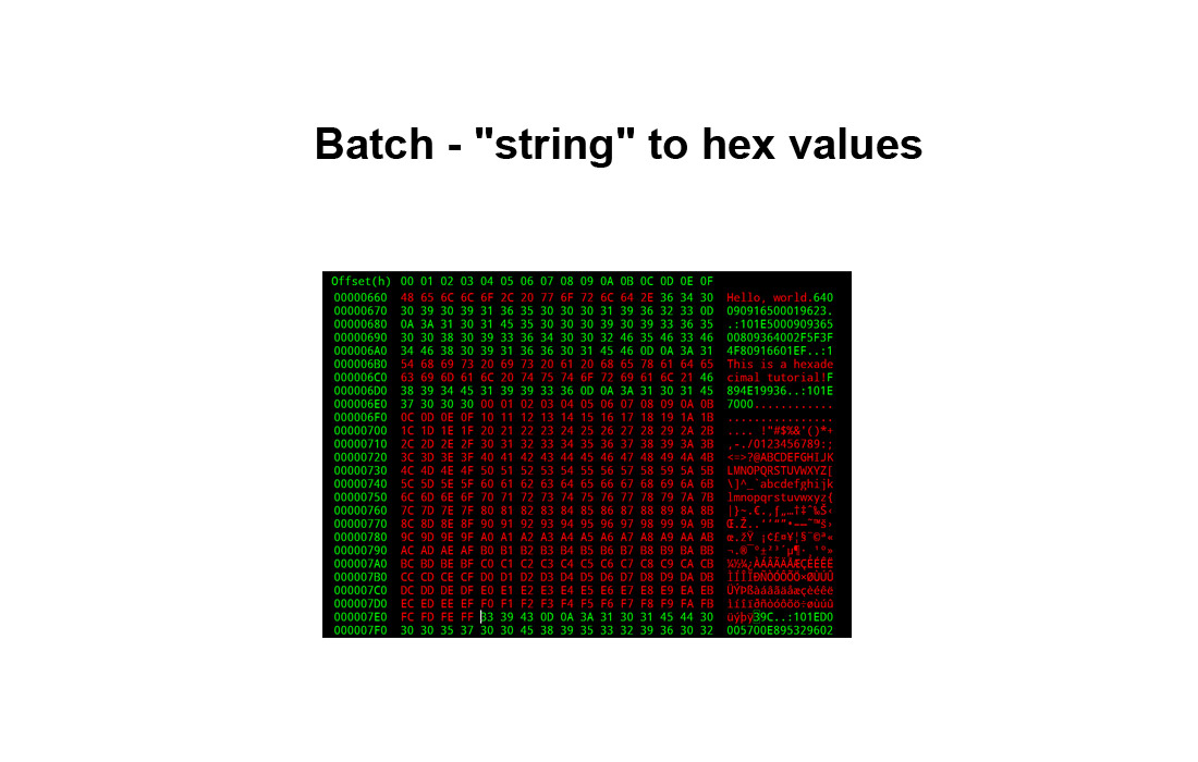 Batch string To Hex Values Computing