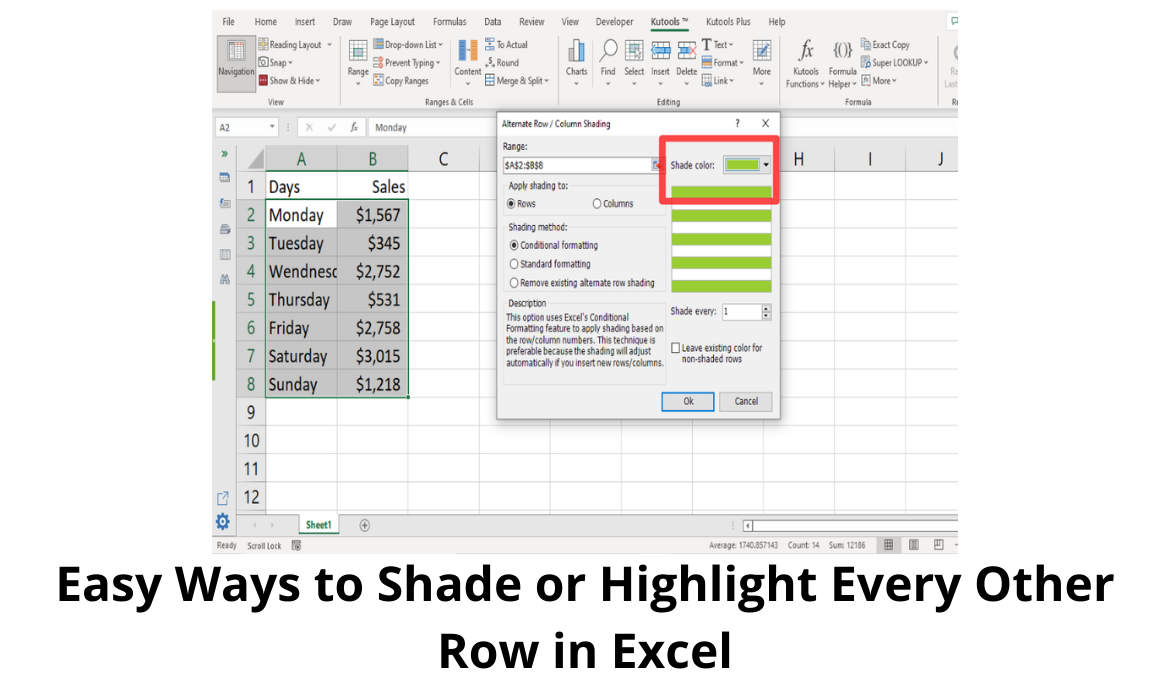 Shade Or Highlight Every Other Row In Excel 3 Methods 
