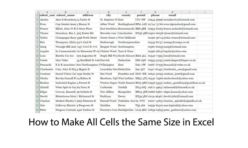 How To Make All Cells The Same Size In Excel Computing