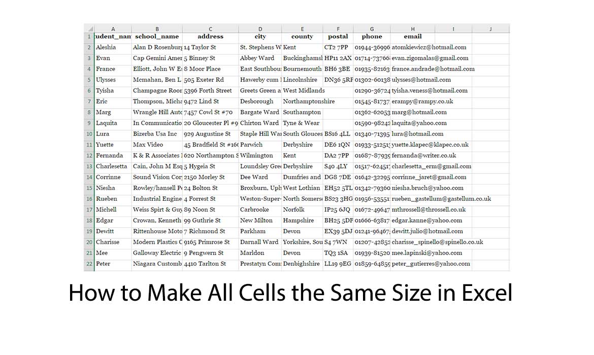 How To Make All Cells The Same Size In Excel Computing Net