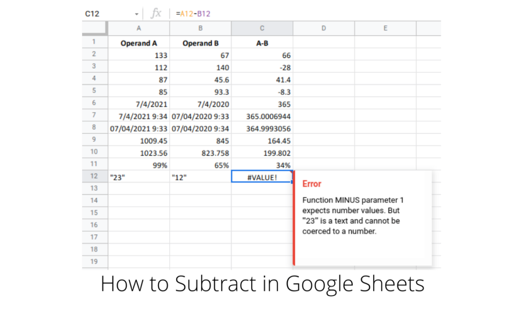 How To Subtract In Google Sheets Computing