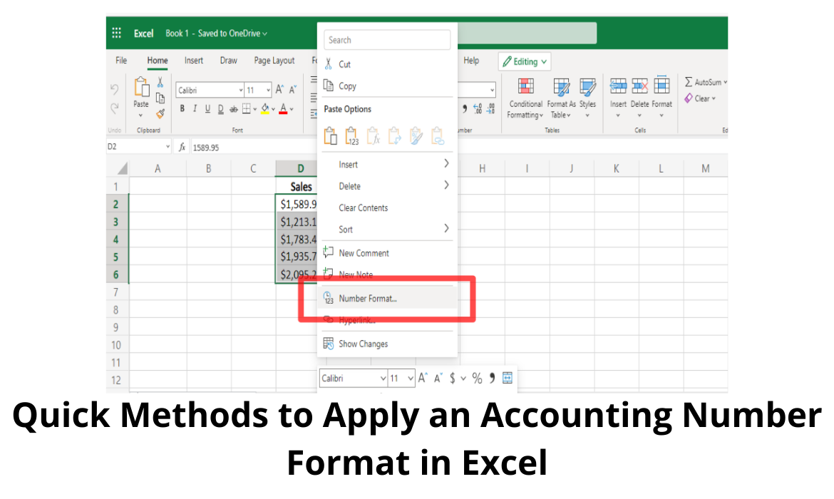 Apply An Accounting Number Format In Excel Using 2 Methods 