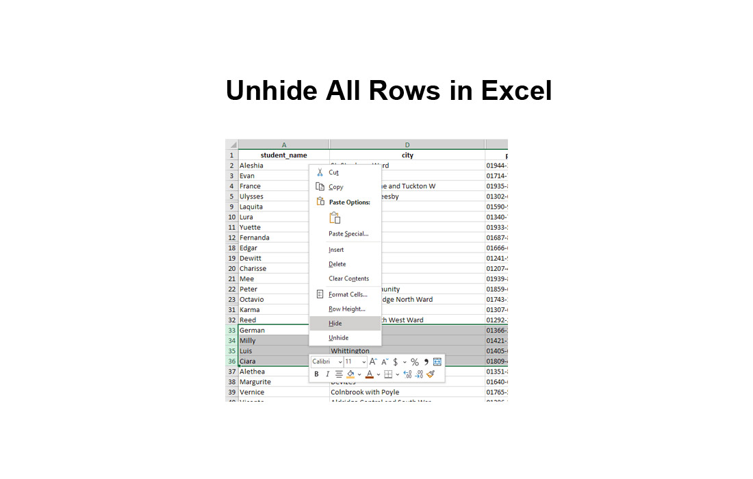 Unhide All Rows In Excel Bonus Unhide Columns As Well Computing