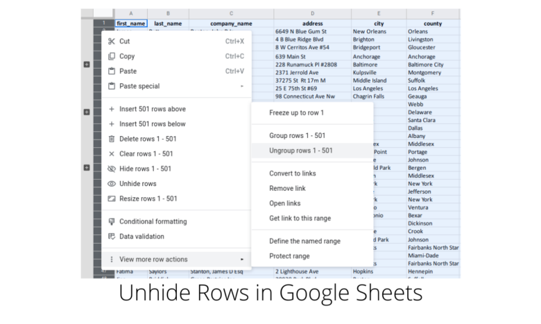 Unhide Rows In Google Sheets Computing