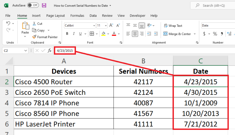 How To Convert Serial Numbers To Date In Excel 