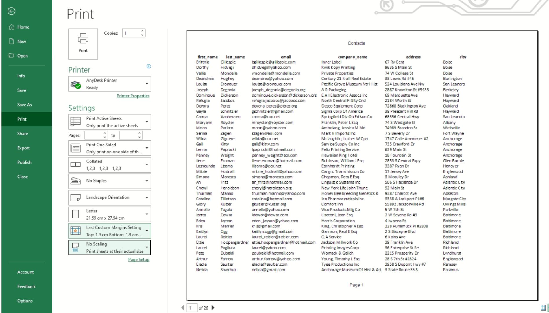 Print Gridlines in Excel (and Set Gridline Colors as well )